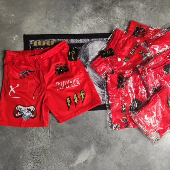 Shorts | Xquisite Multilogo Red Shorts | Poshmark